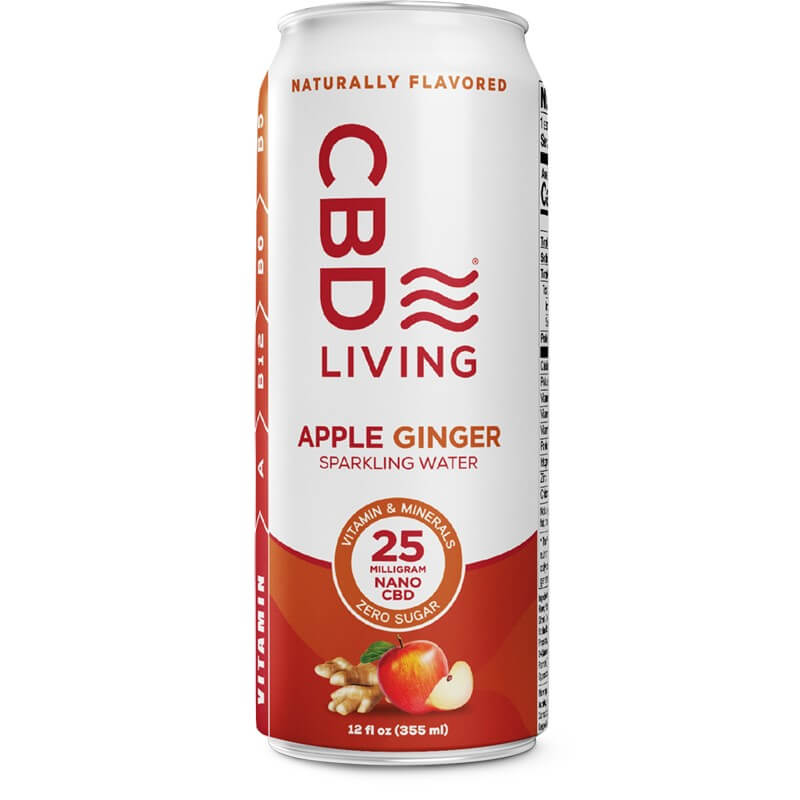 CBD Living Sparkling Water – Apple Ginger Flavor, 25mg Nano CBD – CBD ...